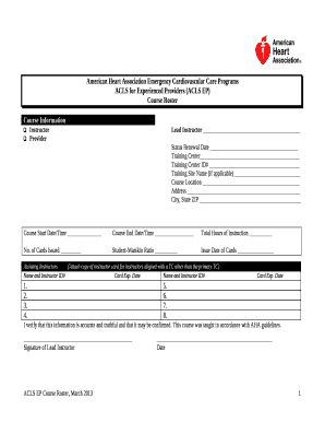 ACLS for Experienced Providers (ACLS EP) Doc Template | pdfFiller