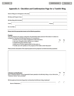 Fillable Online Appendix A: Checklist and Confirmation Page for a ...