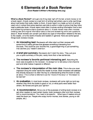 Fillable Online 6 Elements of a Book Review Fax Email Print - pdfFiller
