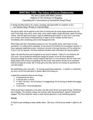 Fillable Online WRITING TIPS: The Value of Focus Statements Fax Email ...