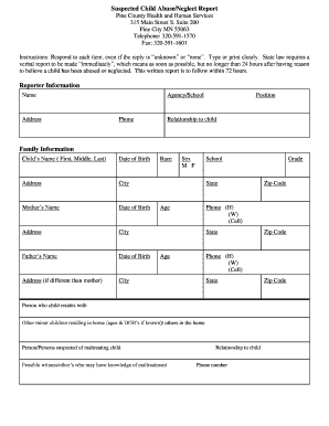 Fillable Online Suspected Child Abuse/Neglect Report Fax Email Print ...