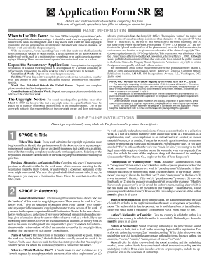 Fillable Online Use Form SR for copyright registration of published or ...