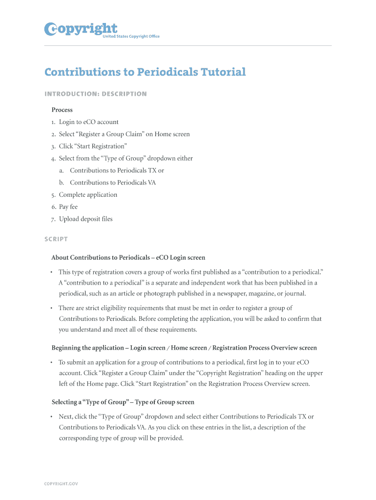 Fillable Online Contributions to Periodicals Tutorial Fax Email Print - pdfFiller