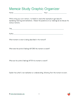 Fillable Online Memoir Study Graphic Organizer Fax Email Print - pdfFiller