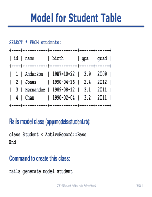 Fillable Online Model for Student Table Fax Email Print - pdfFiller