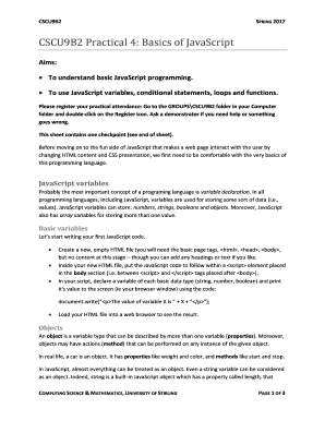Fillable Online CSCU9B2 Practical 4: Basics of JavaScript Fax Email ...