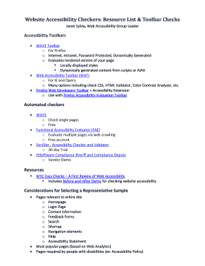 Fillable Online Website Accessibility Checkers: Resource List & Toolbar ...