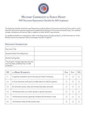 Fillable Online PDF Document Requirement Checklist for 508 Compliance ...
