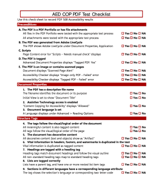 Fillable Online AED COP PDF Test Checklist Fax Email Print - pdfFiller