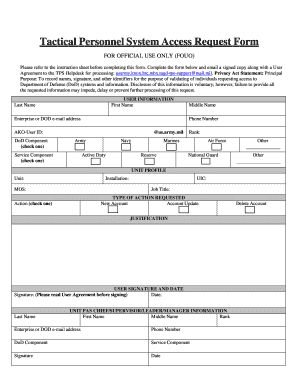 Fillable Online Tactical Personnel System Access Request Form Fax Email ...