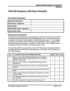 Fillable Online HHS 508 Guidance: M/S Word Checklist Fax Email Print ...