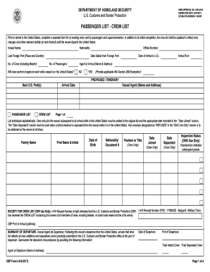 Fillable Online PASSENGER LIST - CREW LIST Fax Email Print - pdfFiller