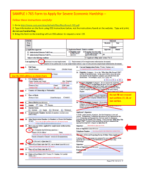 Fillable Online SAMPLE I-765 Form to Apply for Severe Economic Hardship ...
