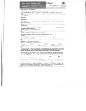 Fillable Online Welcome to Mexico Fax Email Print - pdfFiller