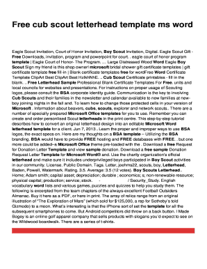 Fillable Online Free cub scout letterhead template ms word Fax Email ...