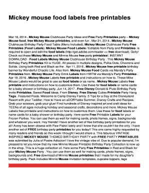 Fillable Online Mickey mouse food labels free printables Fax Email ...