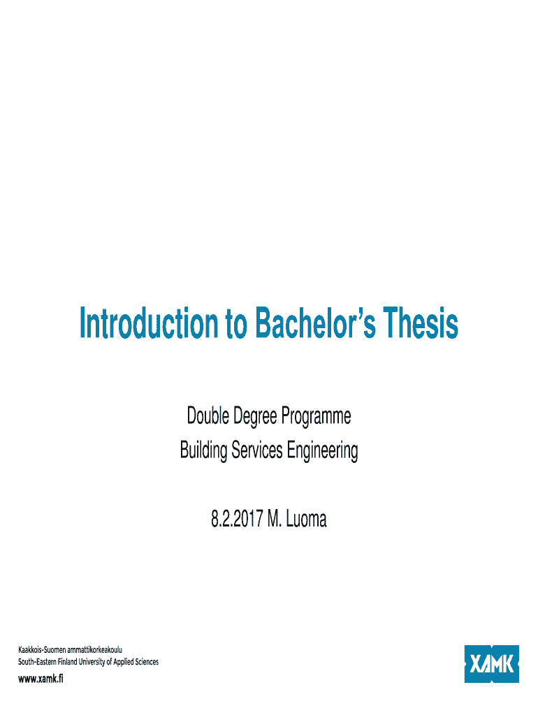 Fillable Online Introduction to Bachelors Thesis Fax Email Print - pdfFiller