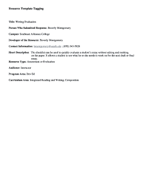 Fillable Online Resource Template Tagging Fax Email Print - pdfFiller