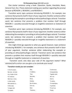 Fillable Online Boxes and Bullets Persuasive Essay Outline PDF ...