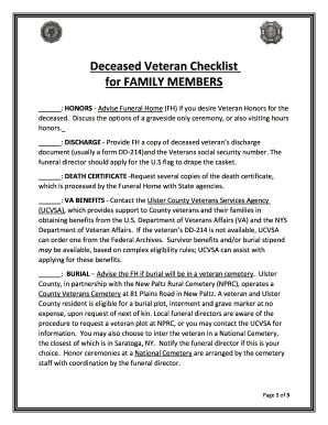 Fillable Online Deceased Veteran Checklist Fax Email Print - pdfFiller