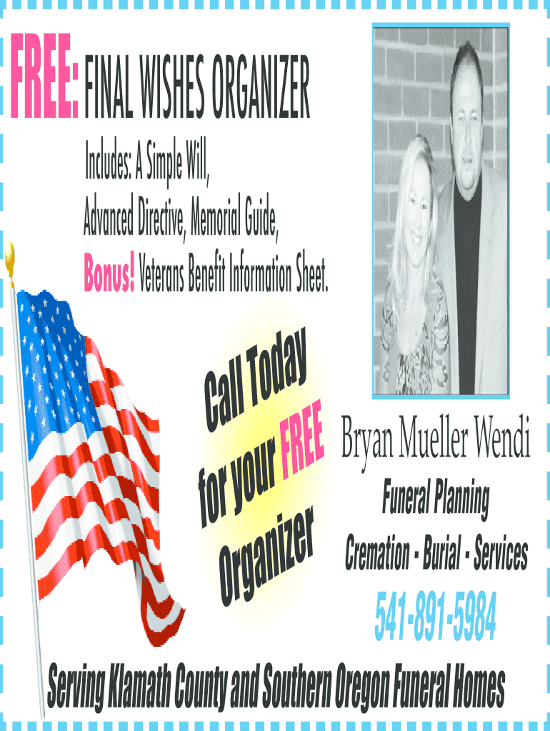 Fillable Online FREE: FINAL WISHES ORGANIZER Fax Email Print - pdfFiller