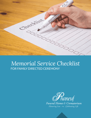 Fillable Online Memorial Service Checklist Fax Email Print - pdfFiller