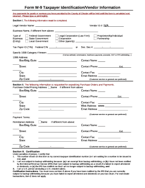 W-9 Taxpayer Identification/Vendor Ination Doc Template | pdfFiller