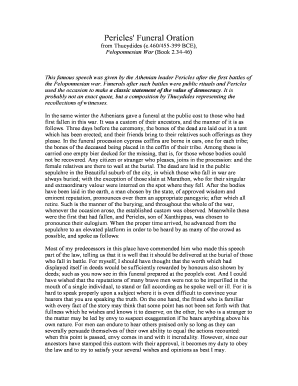 Fillable Online Pericles' Funeral Oration Fax Email Print - pdfFiller