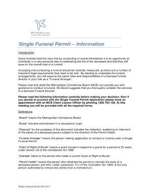 Fillable Online Single Funeral Permit Information Fax Email Print ...