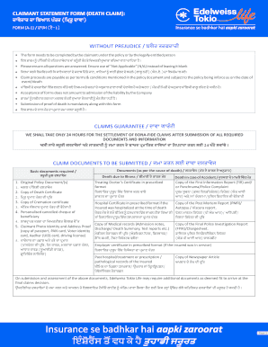 Fillable Online CLAIMANT STATEMENT FORM (DEATH CLAIM): Fax Email Print ...