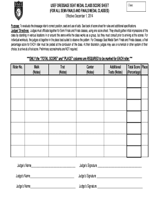 Fillable Online USEF DRESSAGE SEAT MEDAL CLASS SCORE SHEET Fax Email ...