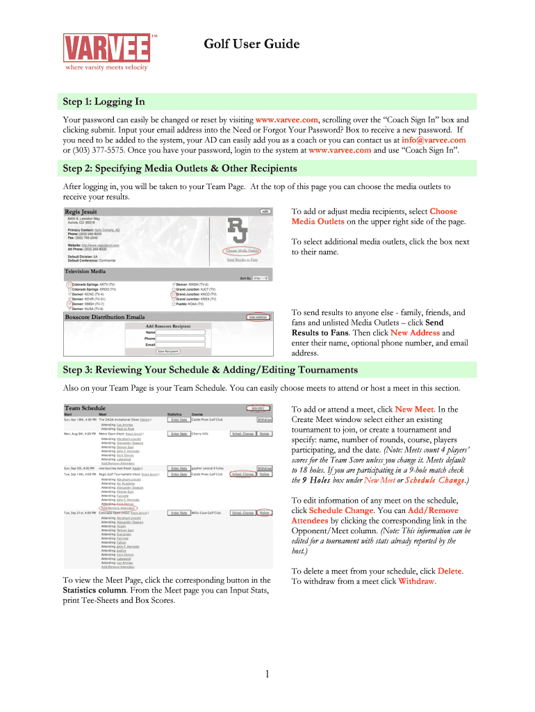 Fillable Online Golf User Guide Fax Email Print - pdfFiller