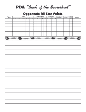 Fillable Online PDA Back of the Scoresheet Fax Email Print - pdfFiller