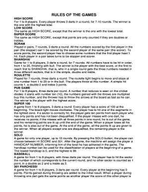Fillable Online RULES OF THE GAMES Fax Email Print - pdfFiller
