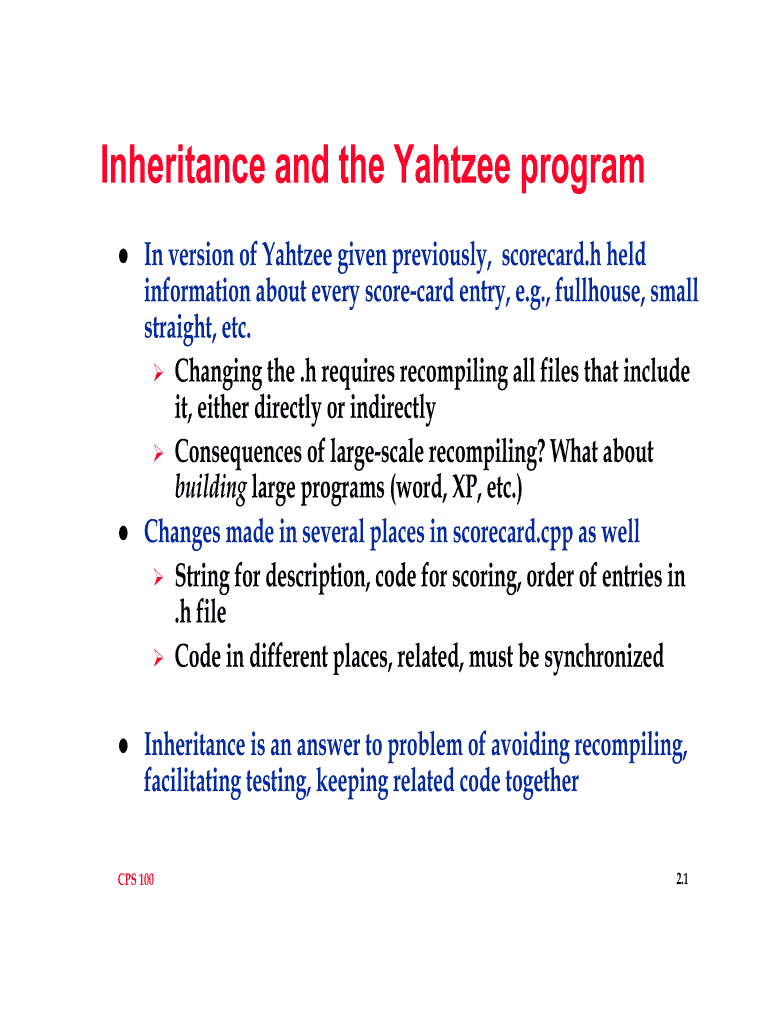 Fillable Online Inheritance and the Yahtzee program Benefits of inheritance ... Fax Email Print ...