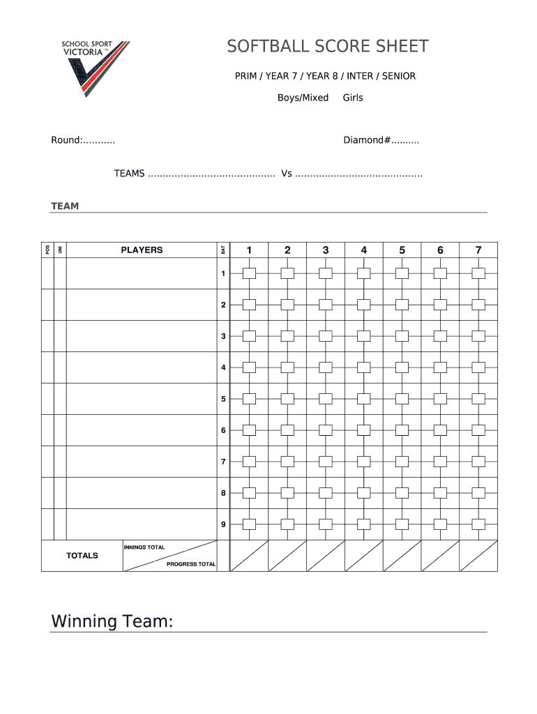 Fillable Online SOFTBALL SCORE SHEET Fax Email Print - pdfFiller