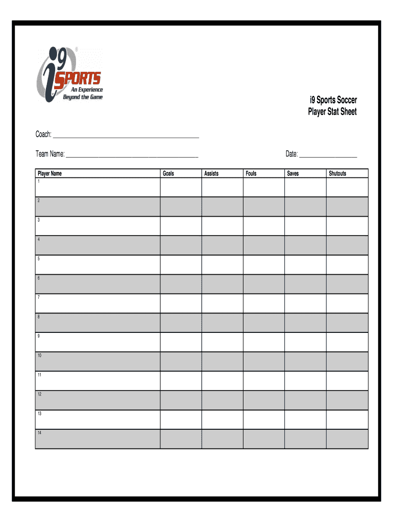 Fillable Online Player Stat Sheet Fax Email Print - pdfFiller