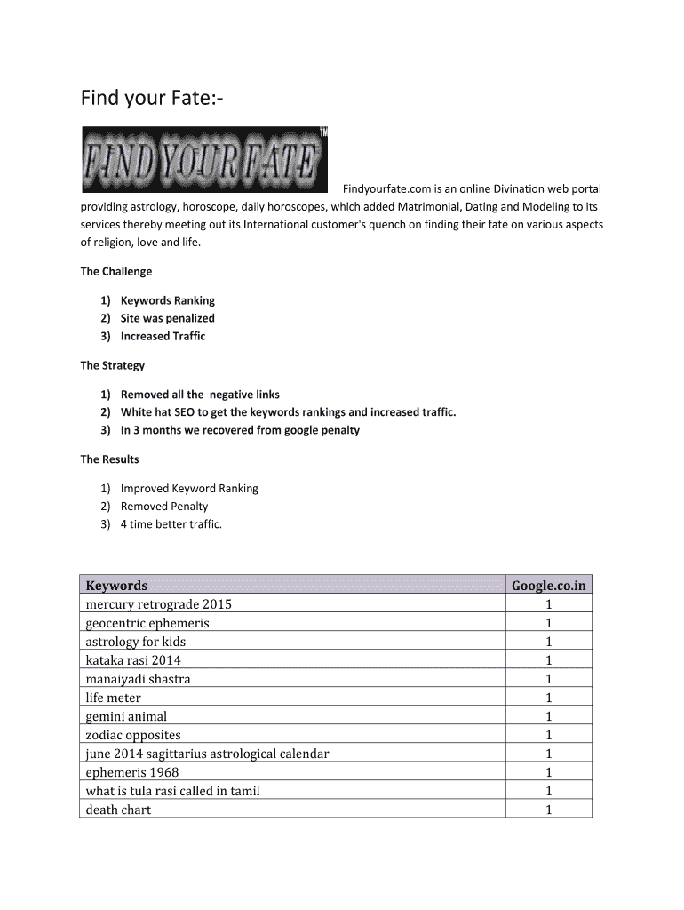 Fillable Online Find your Fate:- Fax Email Print - pdfFiller