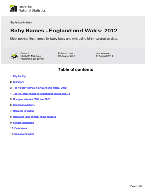 Fillable Online Most popular first names for baby boys and girls using ...