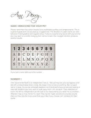 Fillable Online NAME VIBRATIONS FOR YOUR PET Fax Email Print - pdfFiller
