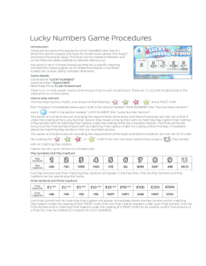 Fillable Online Lucky Numbers Game Procedures Fax Email Print - pdfFiller