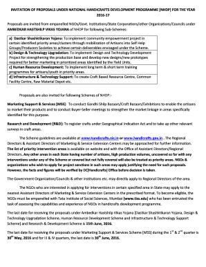 Fillable Online INVITATION OF PROPOSALS UNDER NATIONAL HANDICRAFTS ...