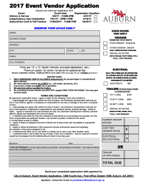 Fillable Online 2017 Event Vendor Application Fax Email Print - pdfFiller