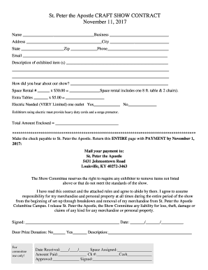 Fillable Online Peter the Apostle CRAFT SHOW CONTRACT Fax Email Print ...
