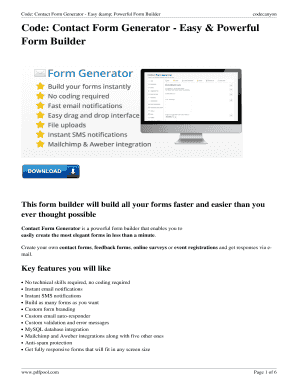 Fillable Online Code: Contact Form Generator - Easy & Powerful Fax ...