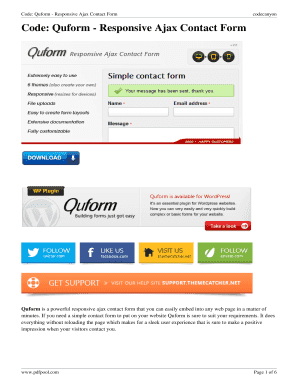Fillable Online Code: Quform - Responsive Ajax Contact Form Fax Email Print - pdfFiller