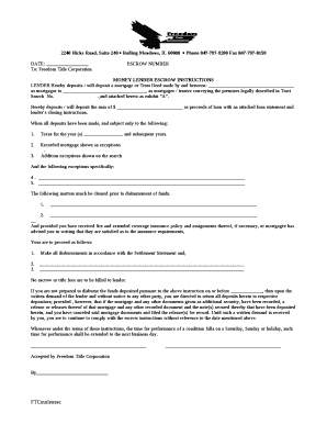 DATE: ESCROW NUMBER Doc Template | pdfFiller