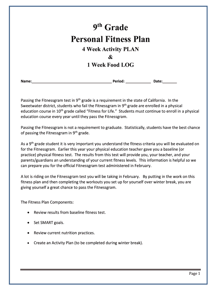Fillable Online 4 Week Activity PLAN Fax Email Print - pdfFiller