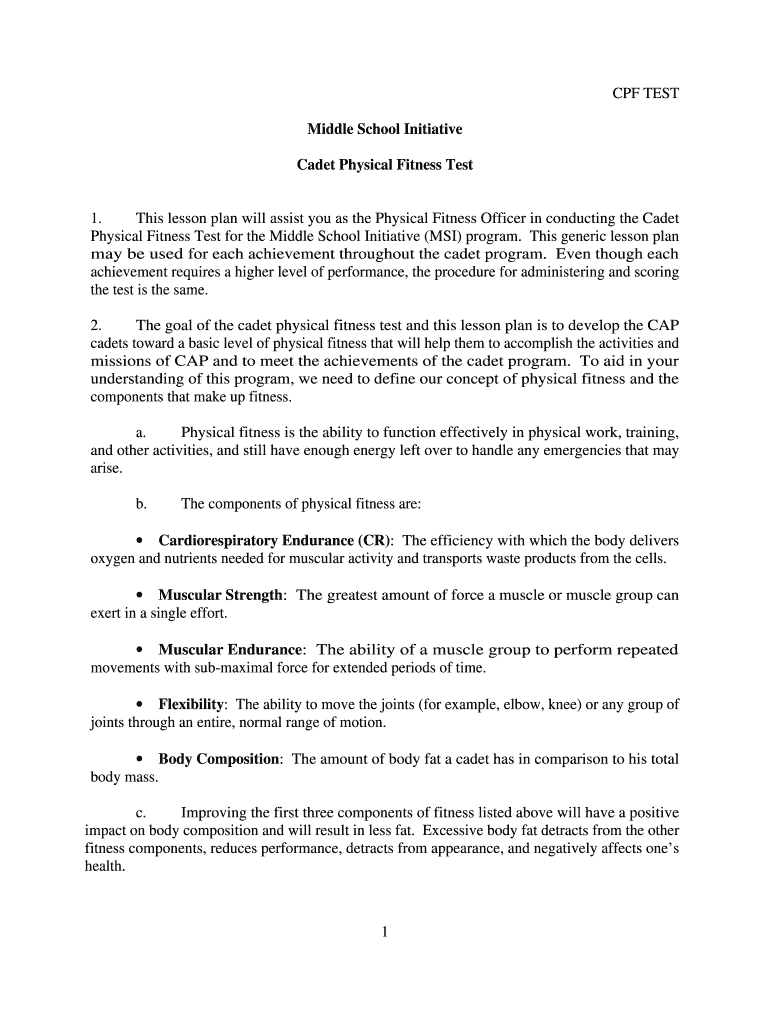 Fillable Online Cadet Physical Fitness Test Fax Email Print - pdfFiller