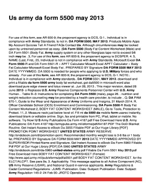 Fillable Online Us army da form 5500 may 2013 Fax Email Print - pdfFiller